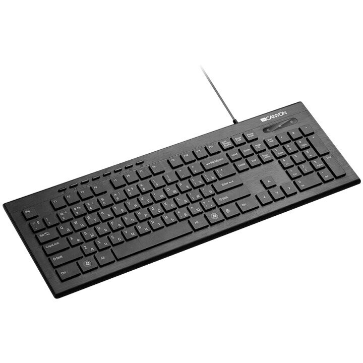 CANYON Multimedia wired keyboard, 104 keys, slim and brushed finish ...